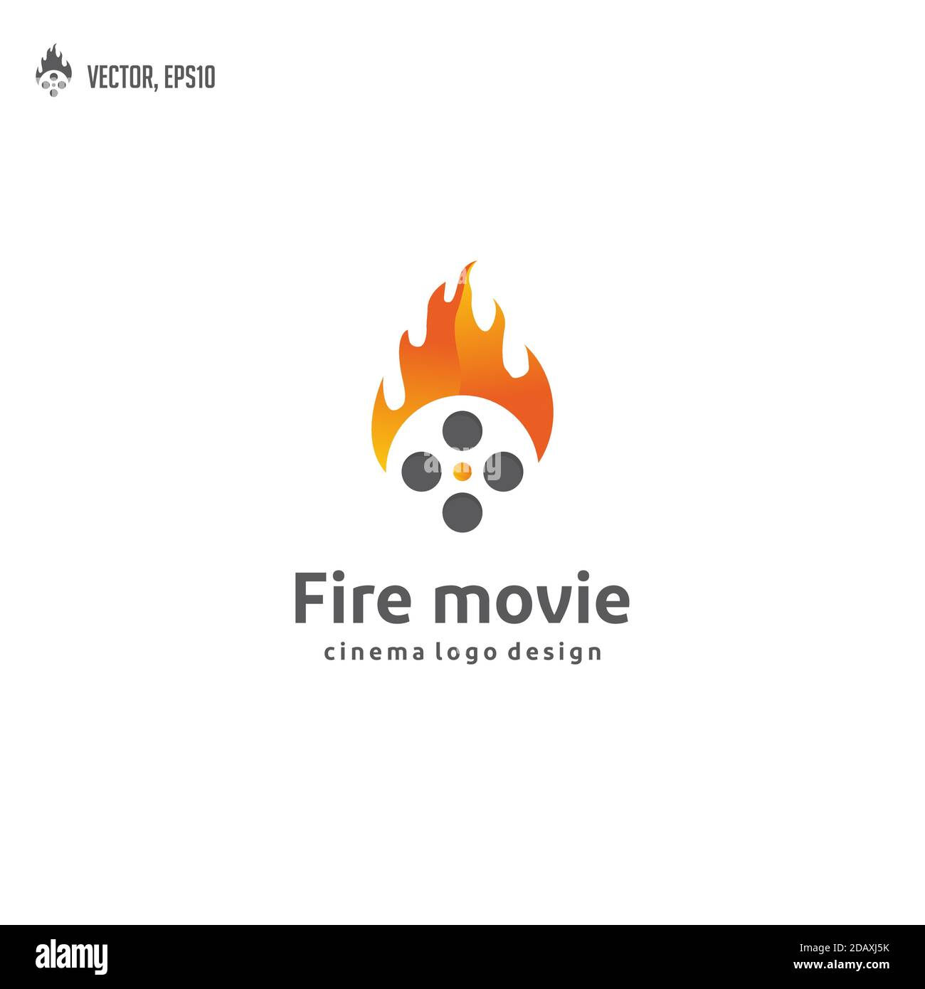 Movie Roll Cinema with fire flames logo design Stock Vector Image & Art ...