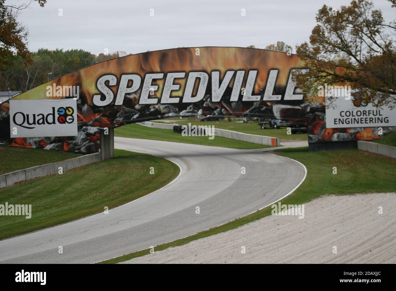 SPEEDVILLE over pass/walkway at Road America Raceway Stock Photo - Alamy
