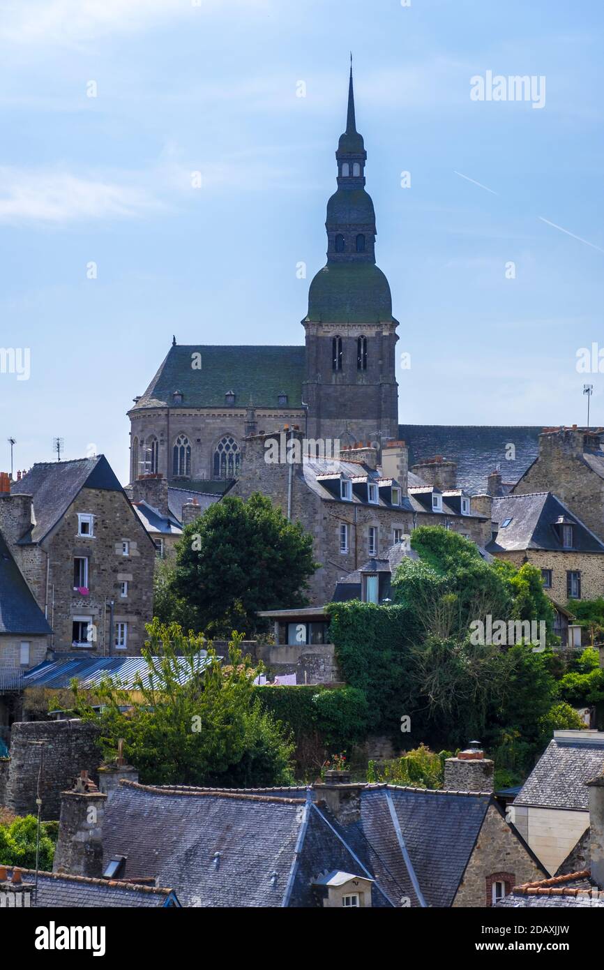 Dinan, France - August 26, 2019: Basilica of St Saviour in the historic ...