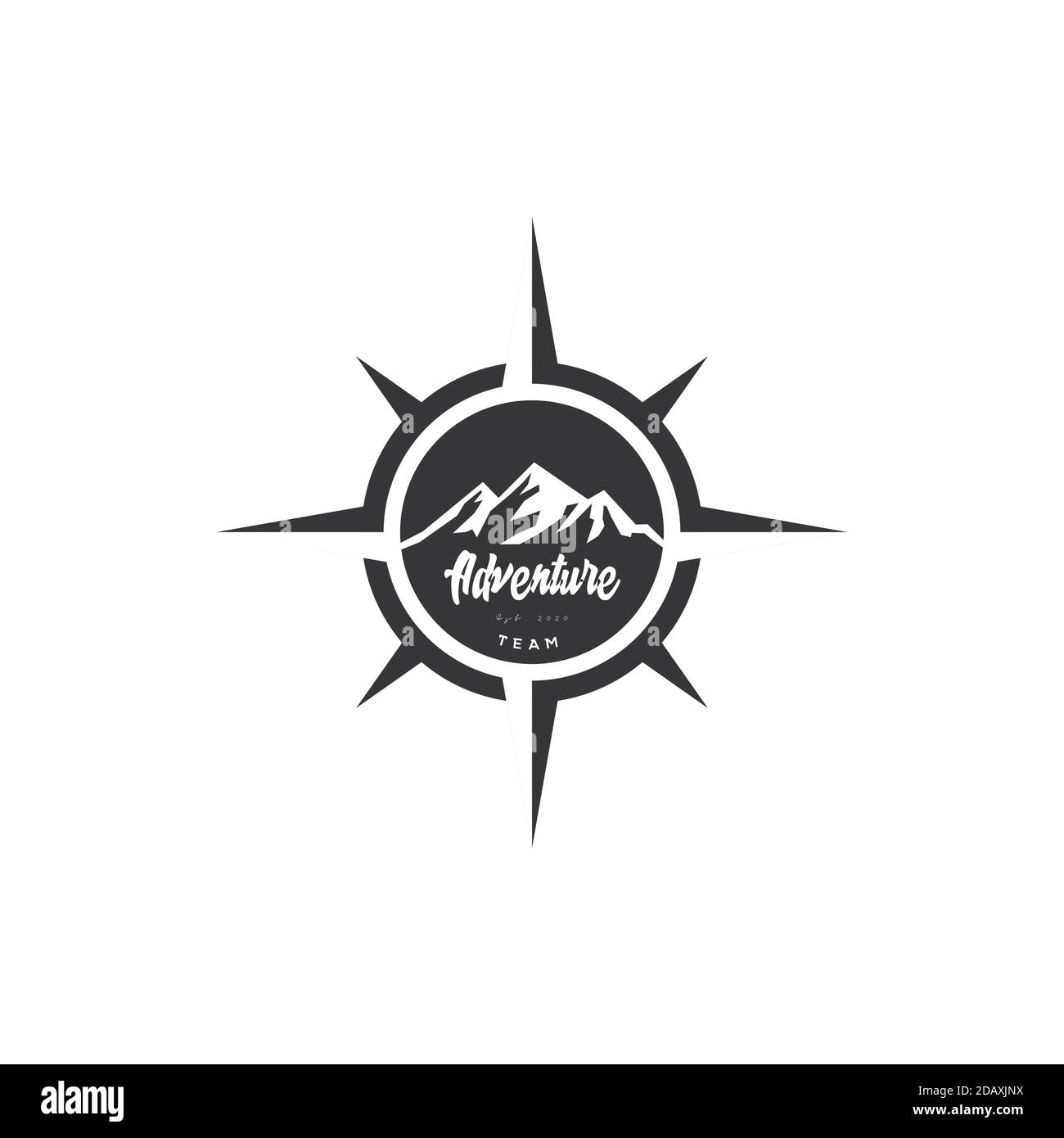 Mountain Adventure with Compass Badge logo design inspiration Stock ...