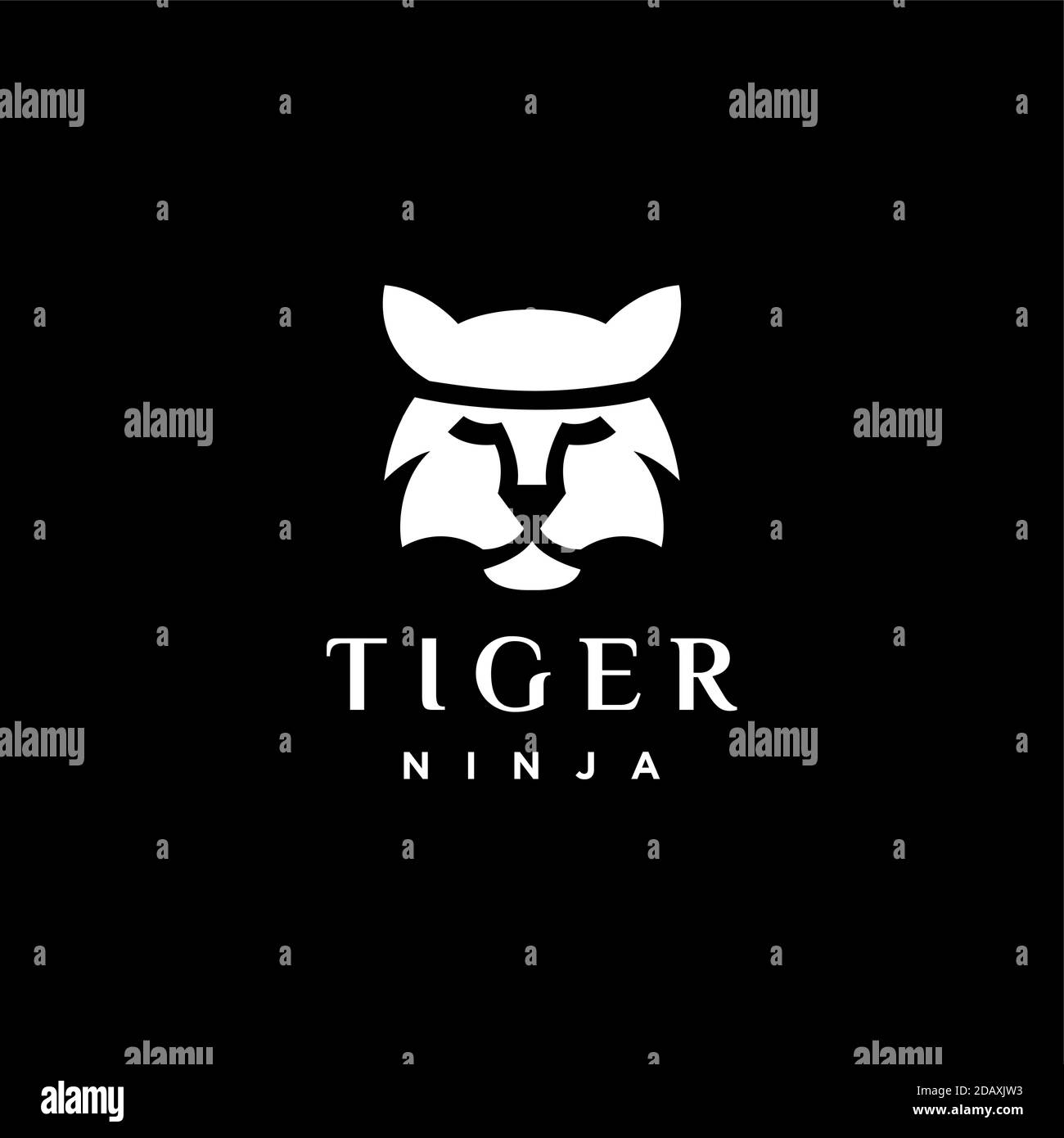 Ninja Tiger, simple tiger face logo design with the concept of a ...