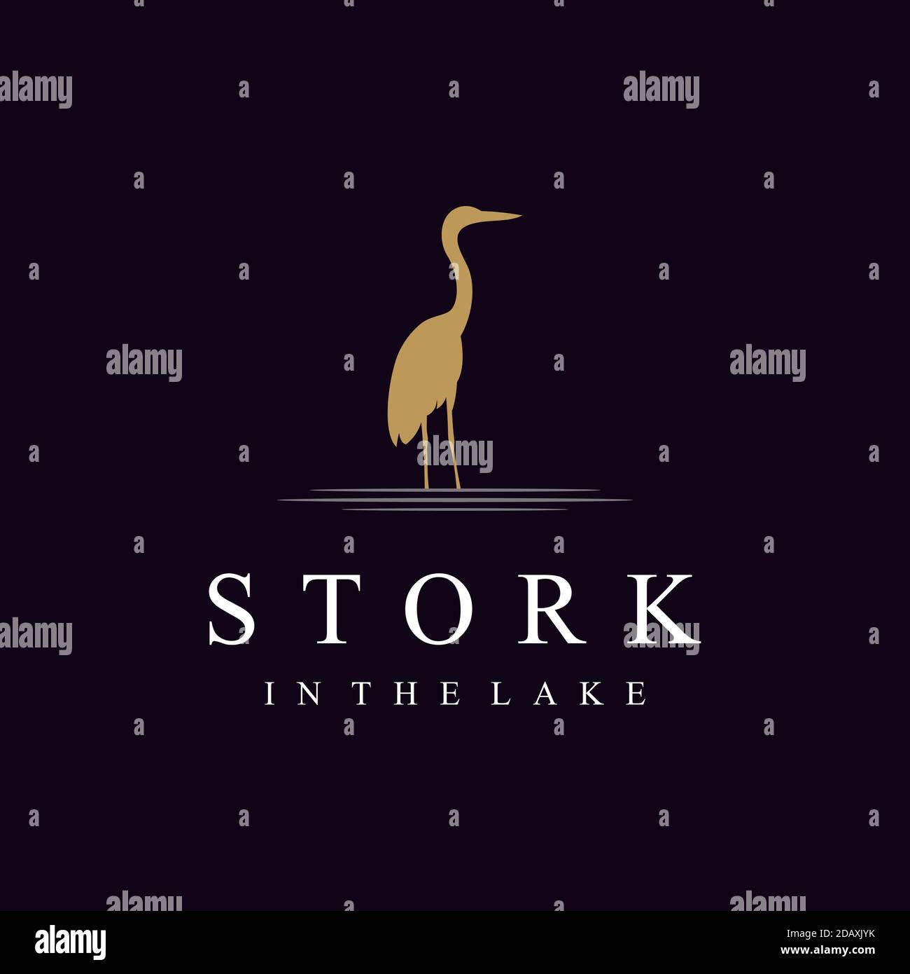 Silhouette stork logo design is standing on the lake Stock Vector Image ...