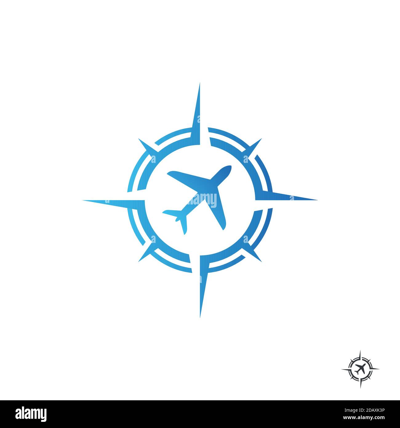 Compass with plane for transport or travel logo design Stock Vector ...