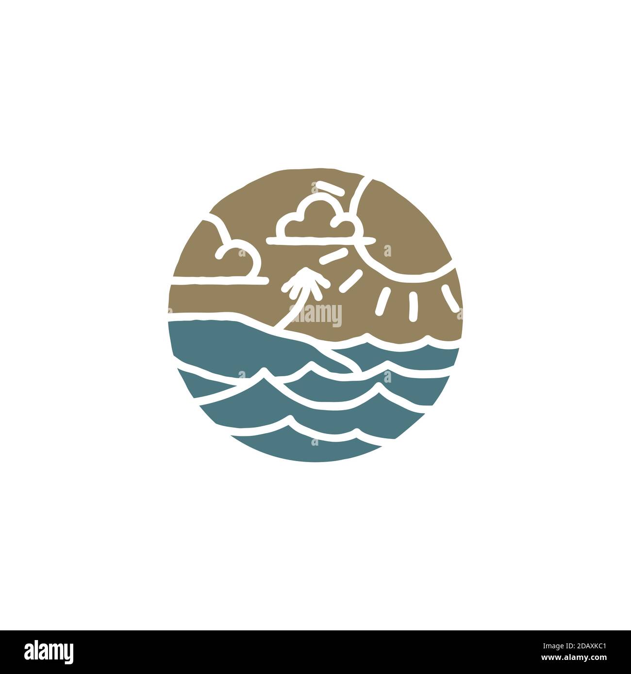 Simple circular Vintage Hipster Beach and Sea logo design inspiration ...