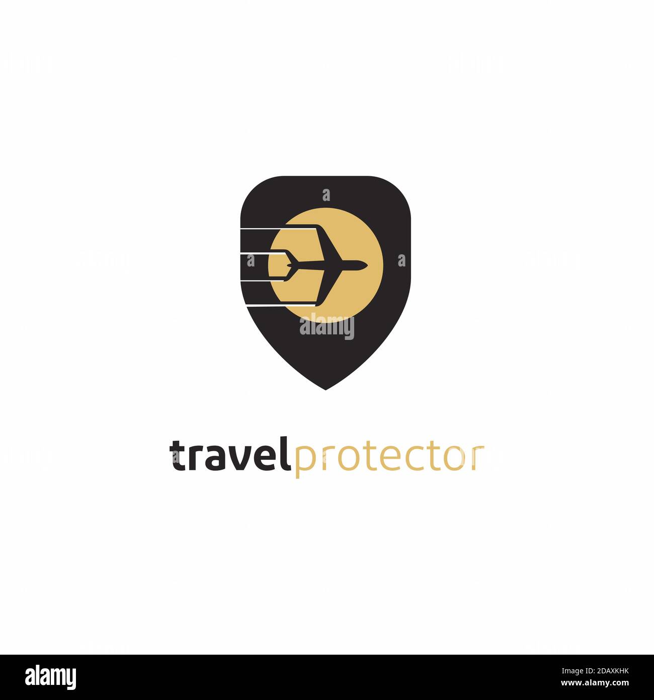 Security shield with plane, travel protector logo design Stock Vector ...