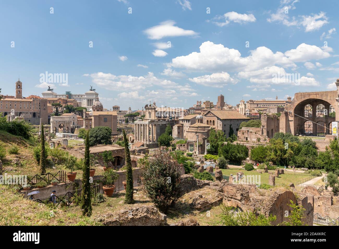 Panoramic view of Roman forum, also known by Forum Romanum or Foro ...