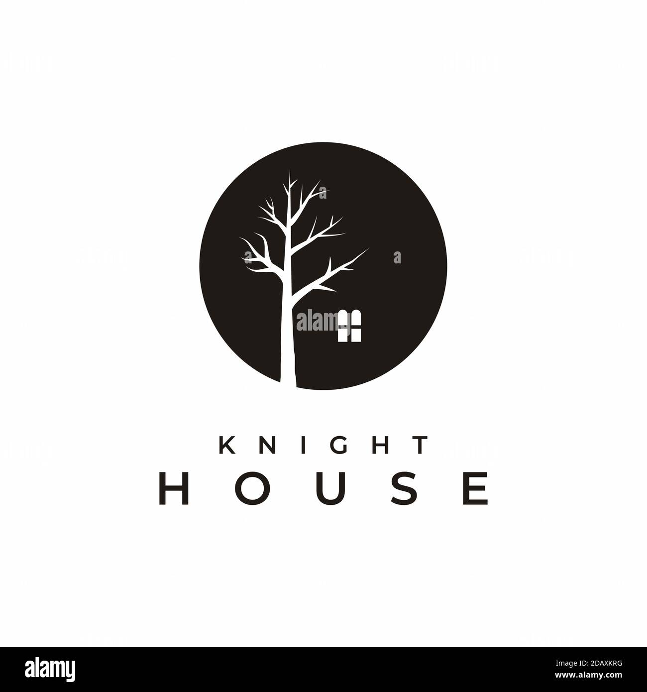 Dark House Window and tree illustration logo design Stock Vector Image ...