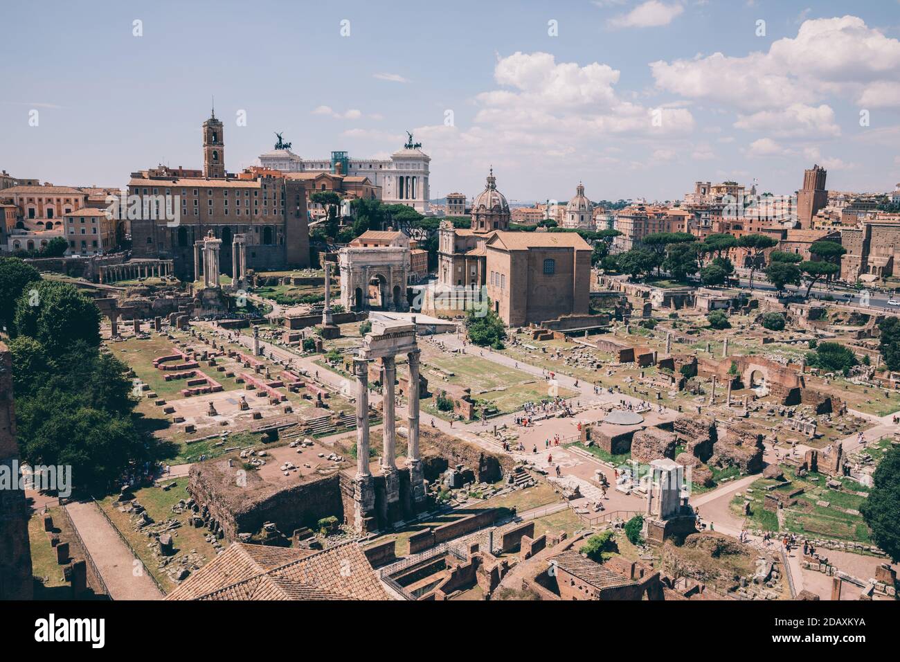 Panoramic view of Roman forum, also known by Forum Romanum or Foro ...