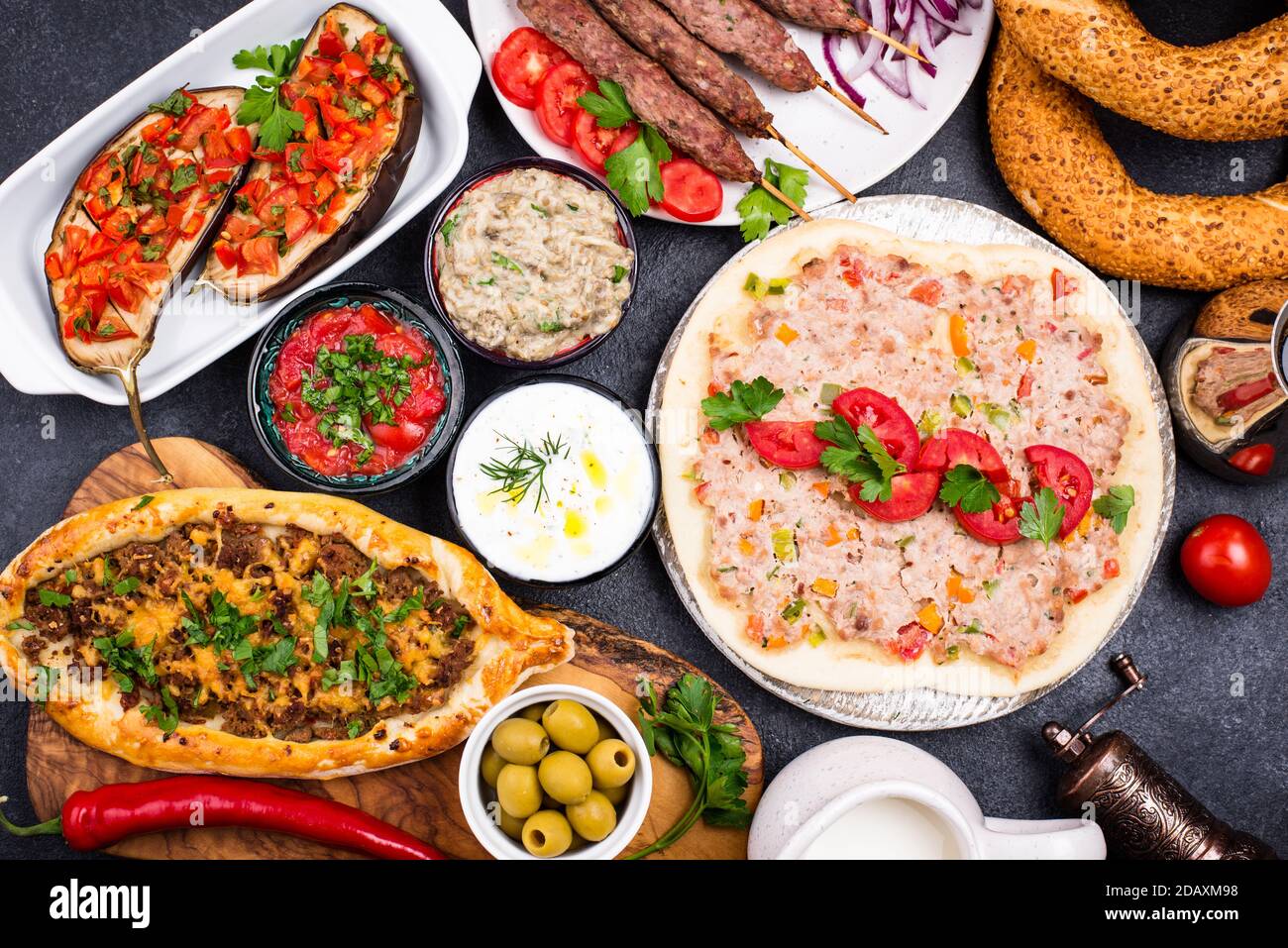 Traditional Turkish or Middle eastern dishes Stock Photo - Alamy