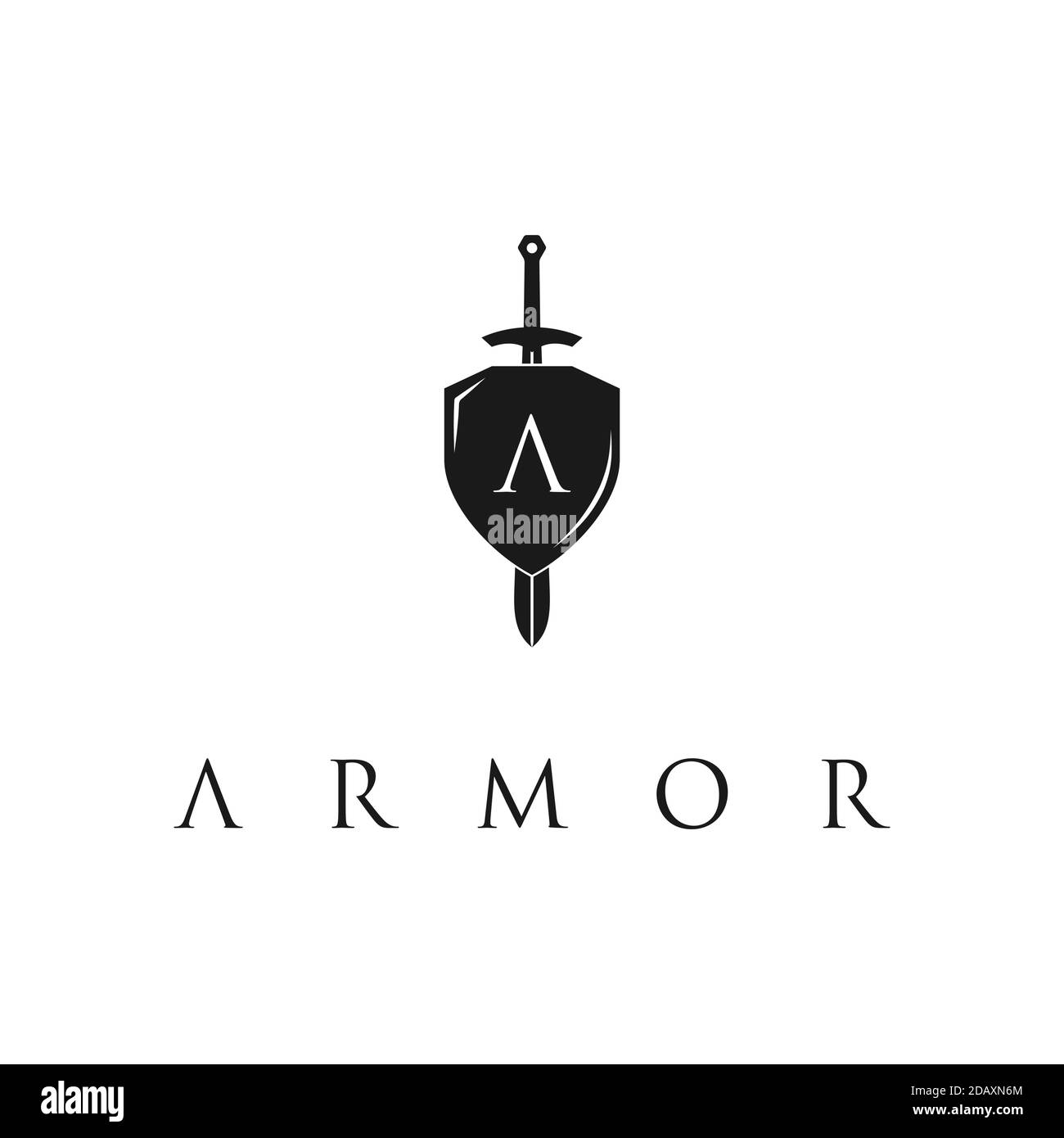 Knight Shield Armor Sword with Initial Letter A logo design template ...