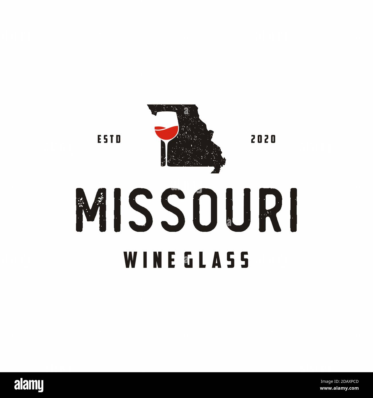 Missouri beverages logo design template with wine glass and Missouri ...
