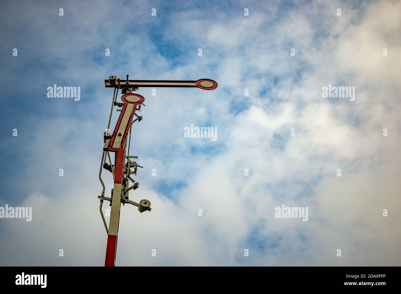 Low angle shot of old railway semaphore Stock Photo - Alamy