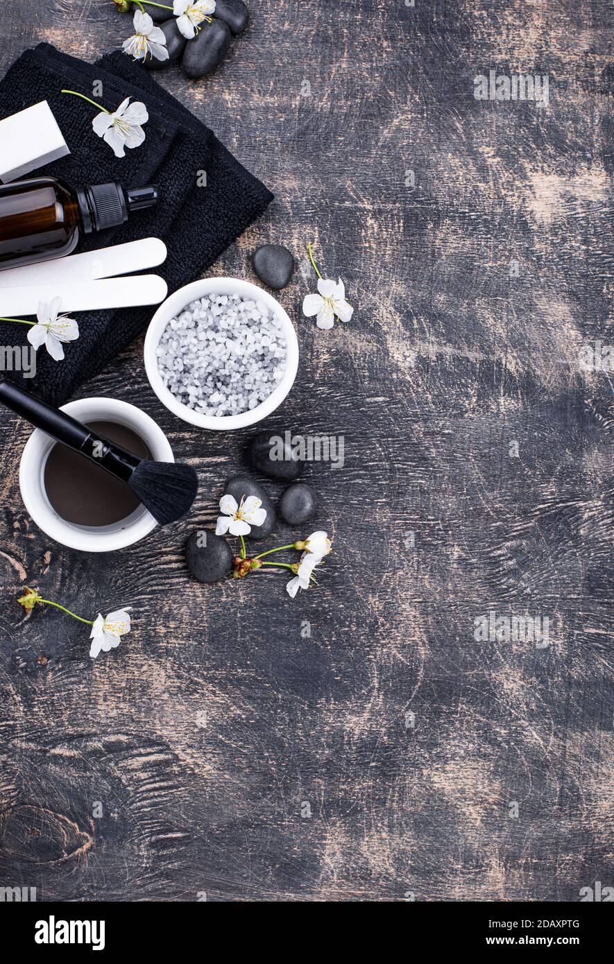 Set of black charcoal detox cosmetics Stock Photo - Alamy