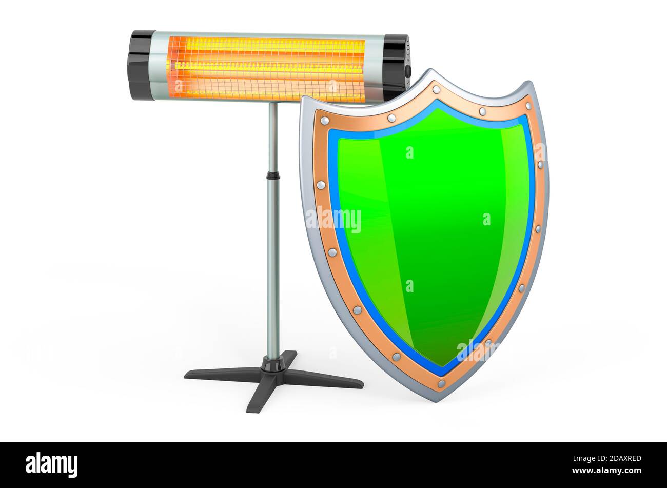 Halogen or infrared heater with shield, 3D rendering isolated on white ...