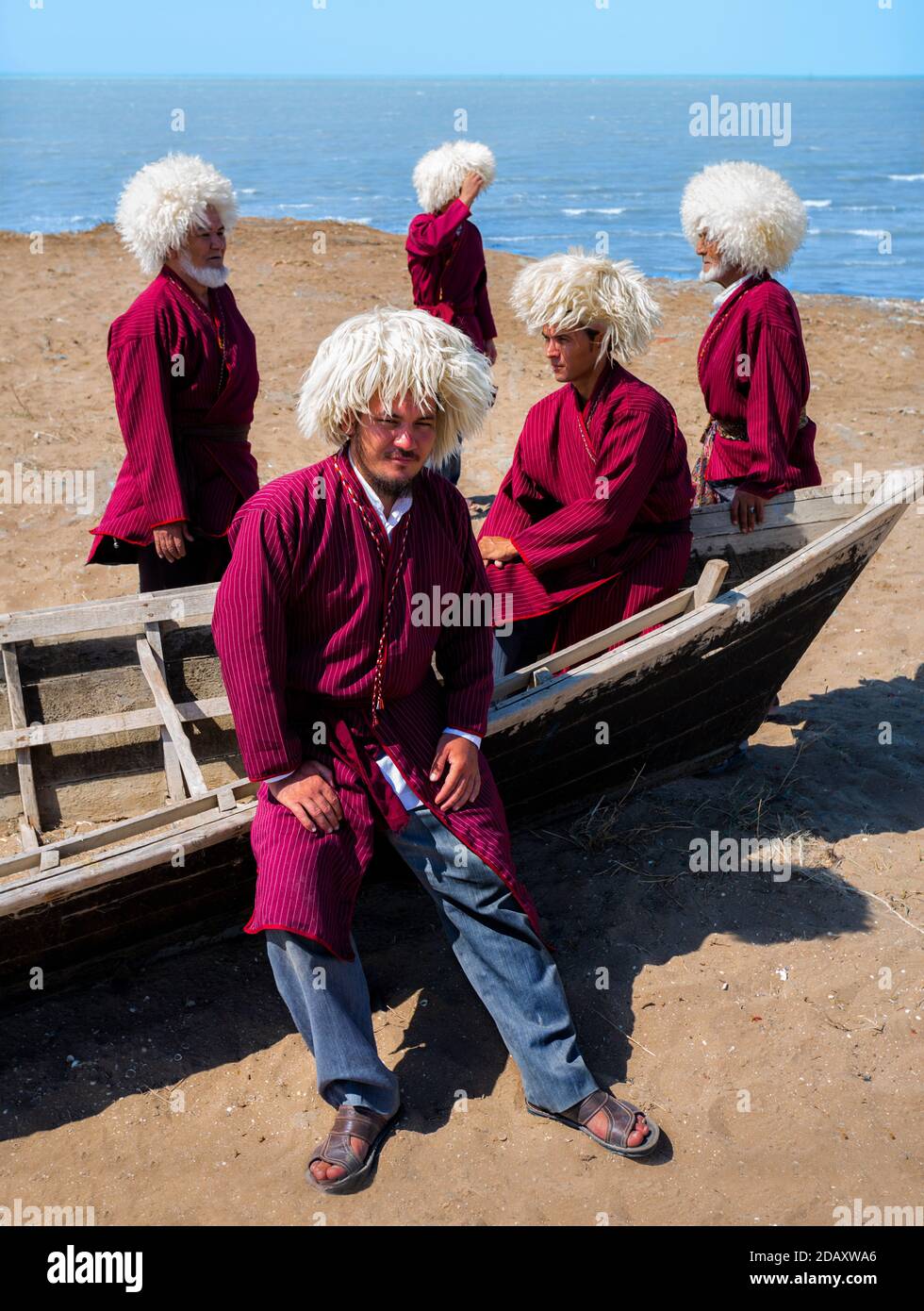 The portrait of Turkmen man that consists of parts such as traditional ...