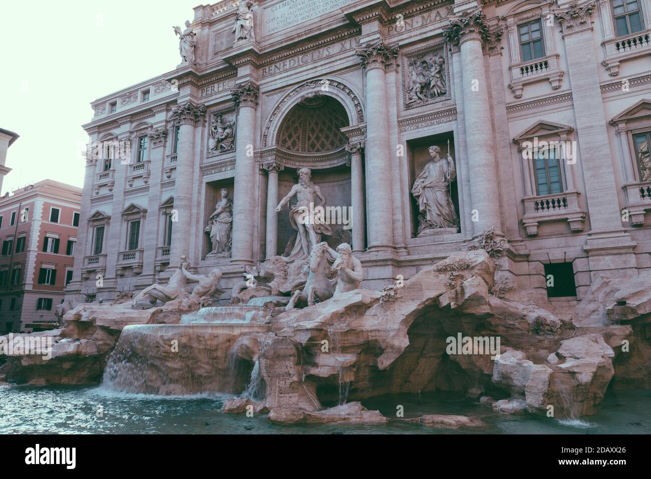 Panoramic view of Trevi Fountain in the Trevi district in Rome, Italy ...