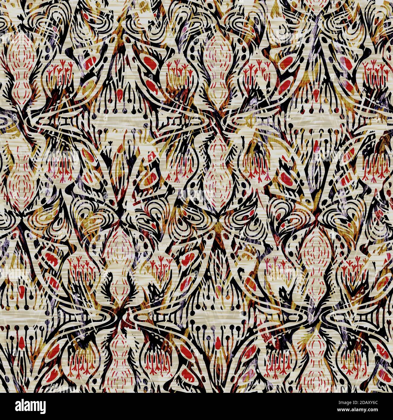 Seamless floral sepia grunge print texture background. Worn mottled ...