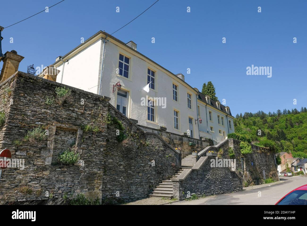 Illustration picture shows the city hall building and the local police ...