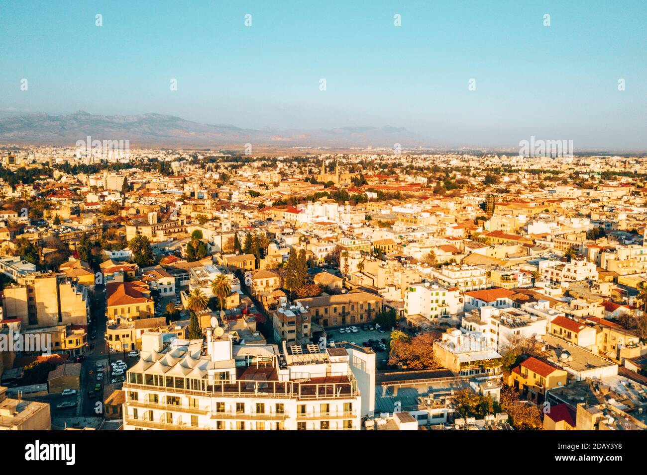 Aerial view of the cityscape of ancient city Nicosia, Cyprus Stock ...