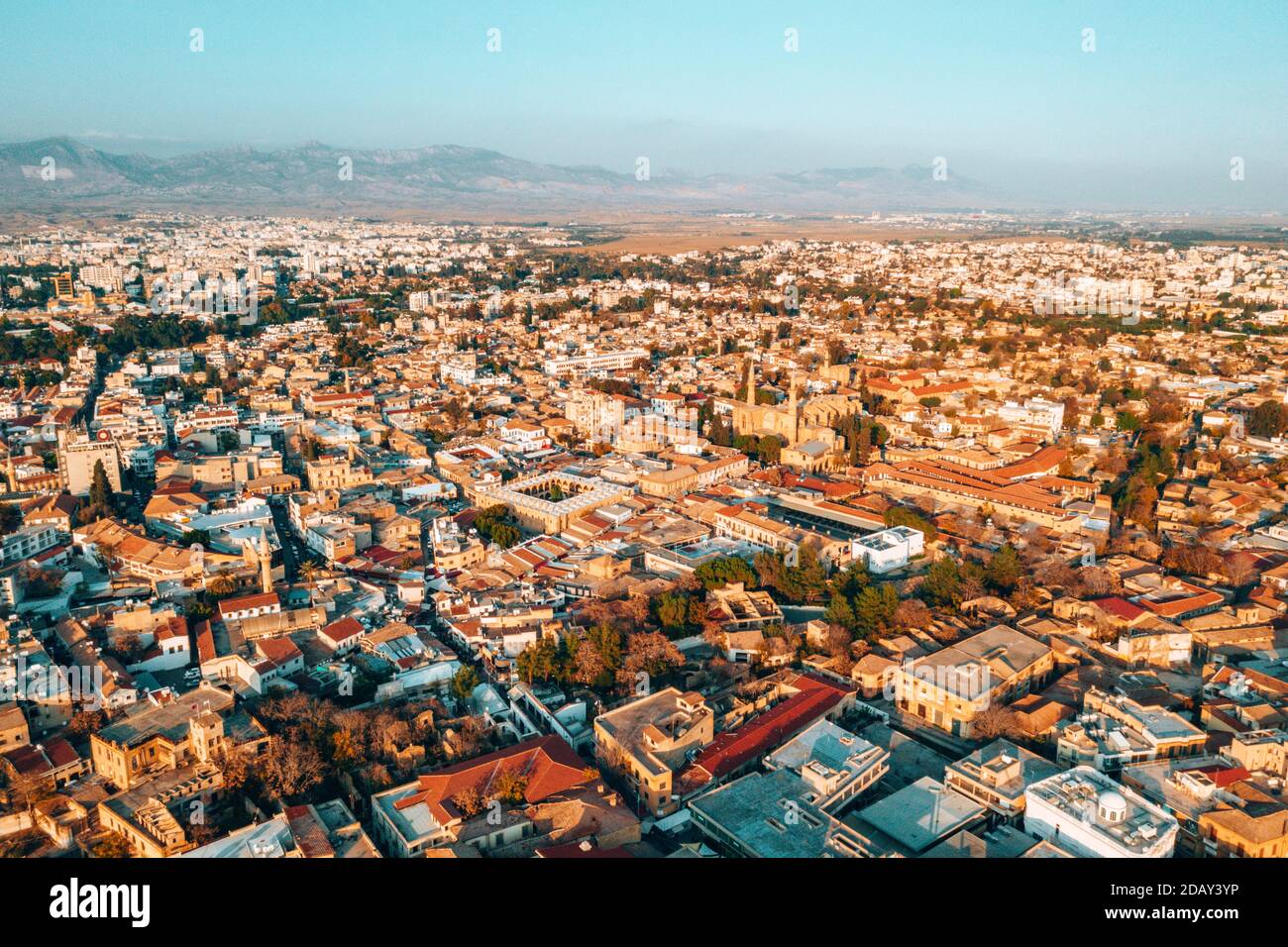 Aerial view of the cityscape of ancient city Nicosia, Cyprus Stock ...