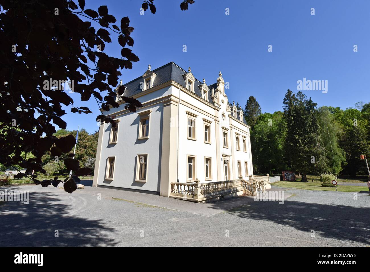 Illustration picture shows town hall and Parc du Chatelet in Habay ...