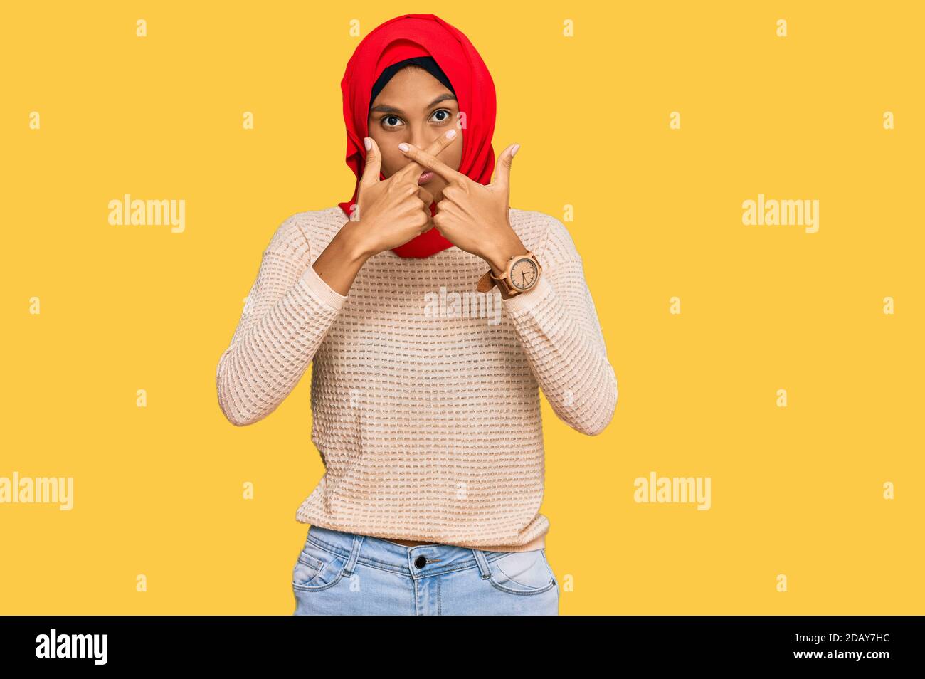 Young african american woman wearing traditional islamic hijab scarf ...