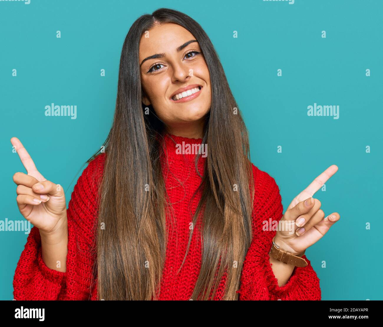 Beautiful Hispanic Woman Wearing Casual Clothes Smiling Confident