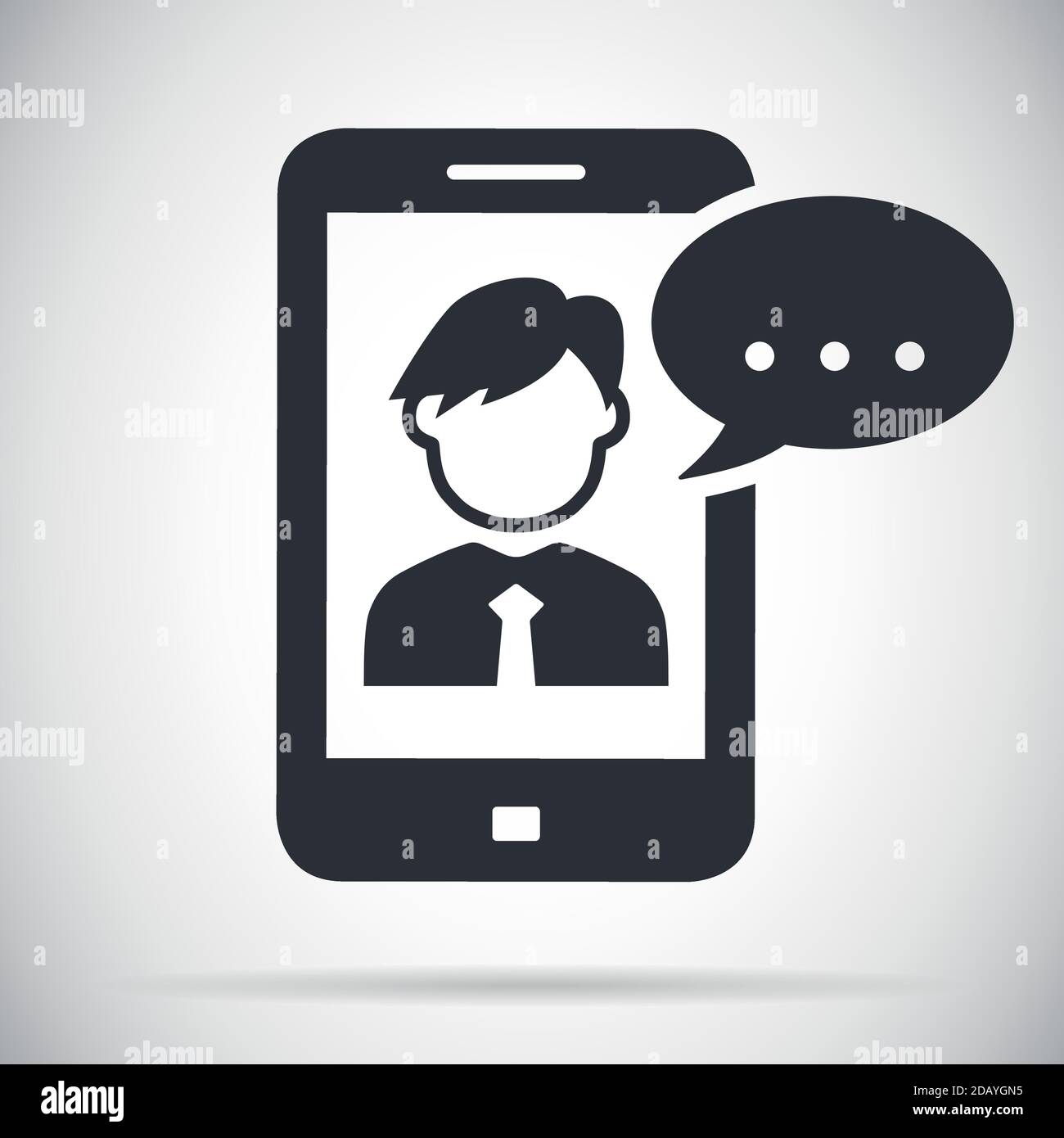 Smartphone video call icon with person on screen. Vector illustration ...