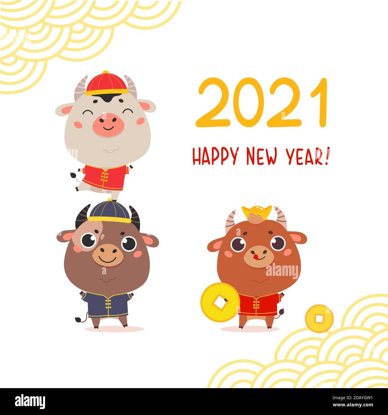 Christmas design template with cute oxen Stock Vector Image & Art - Alamy