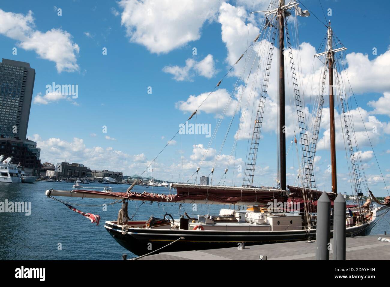 Sailboat docked, Fan Pier, Boston Waterfront, Massachusetts, USA Stock ...