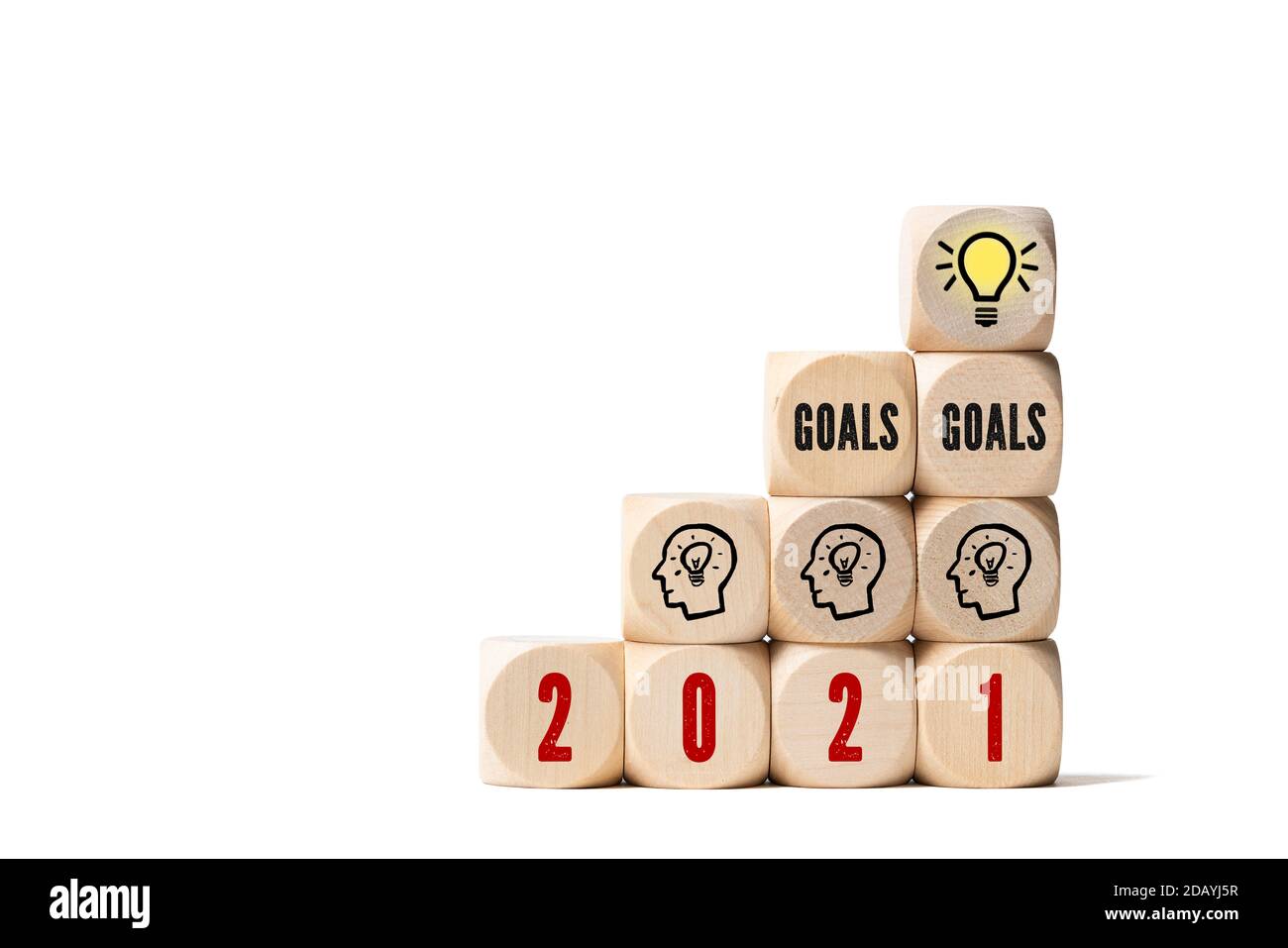 message GOALS 2021 on wooden cubes in front of white background Stock ...