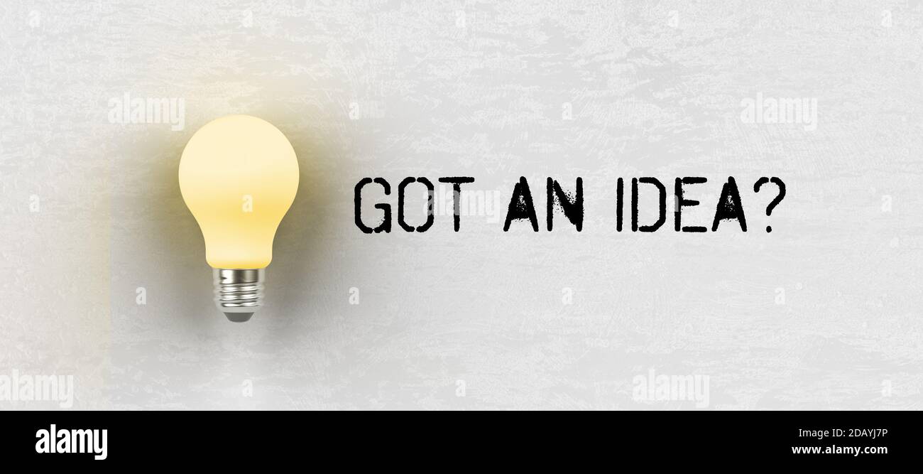 bright lightbulb on paper background with message GOT AN IDEA? - 3d ...
