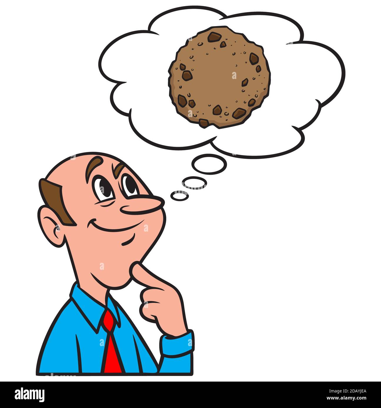 Thinking about a Chocolate Chip Cookie - A cartoon illustration of a ...