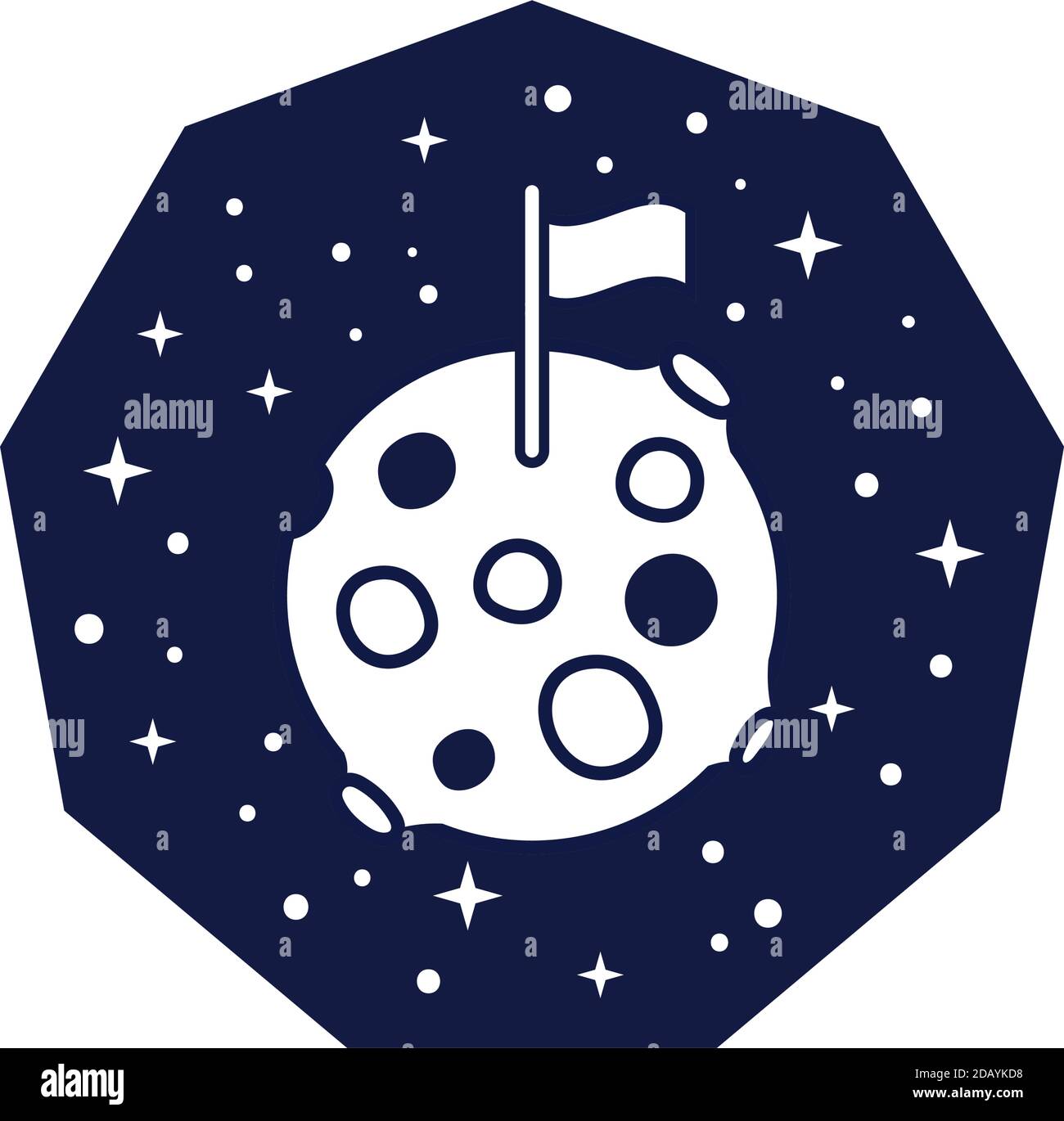 space badge with mars planet with flag line style vector illustration ...