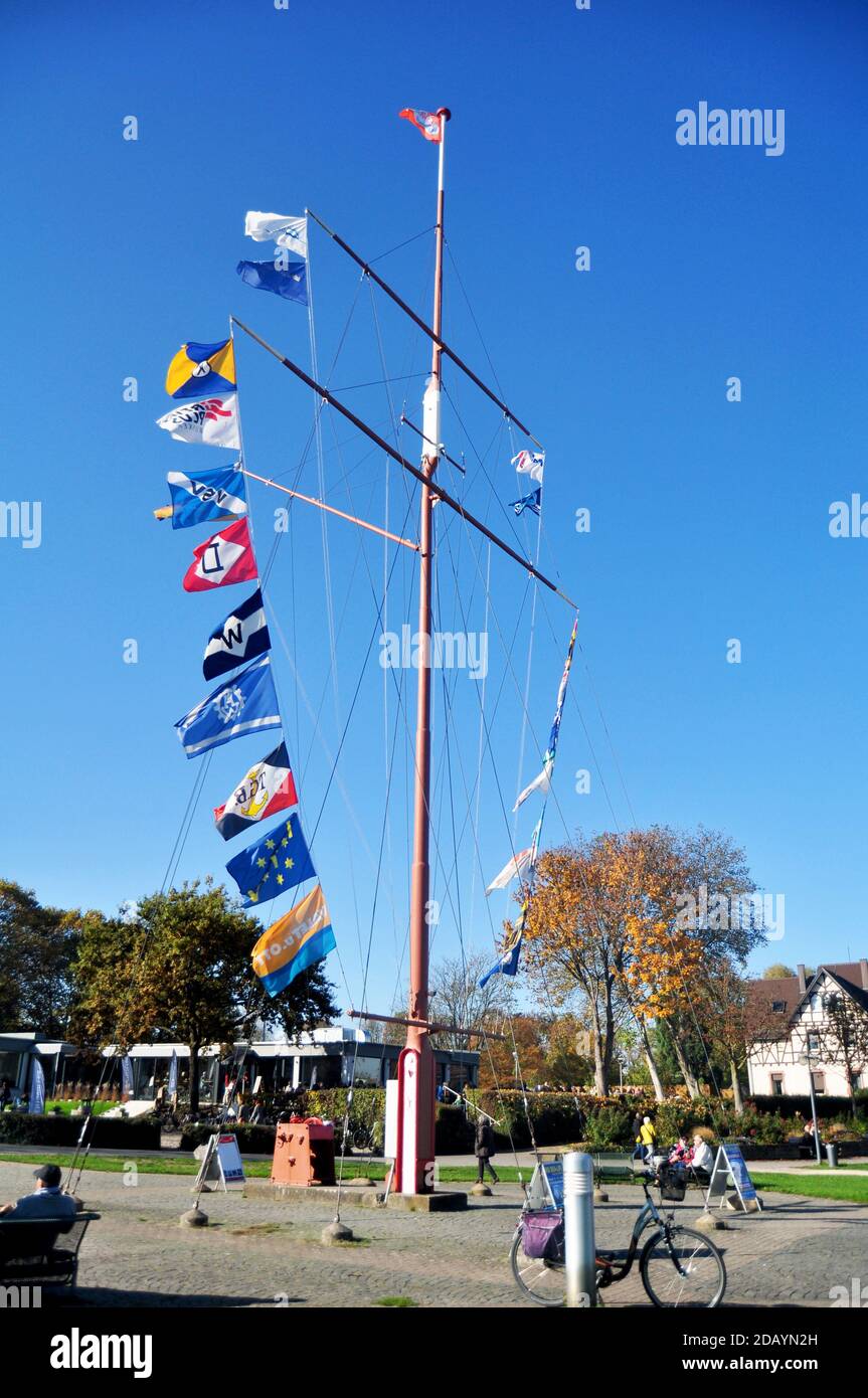 German people and foreign travelers walking relax footpath riverside ...