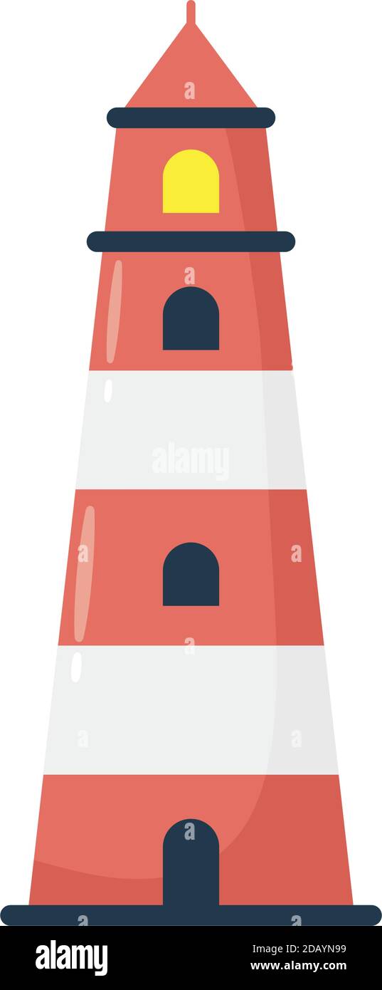 lighthouse tower flat style icon vector illustration design Stock ...