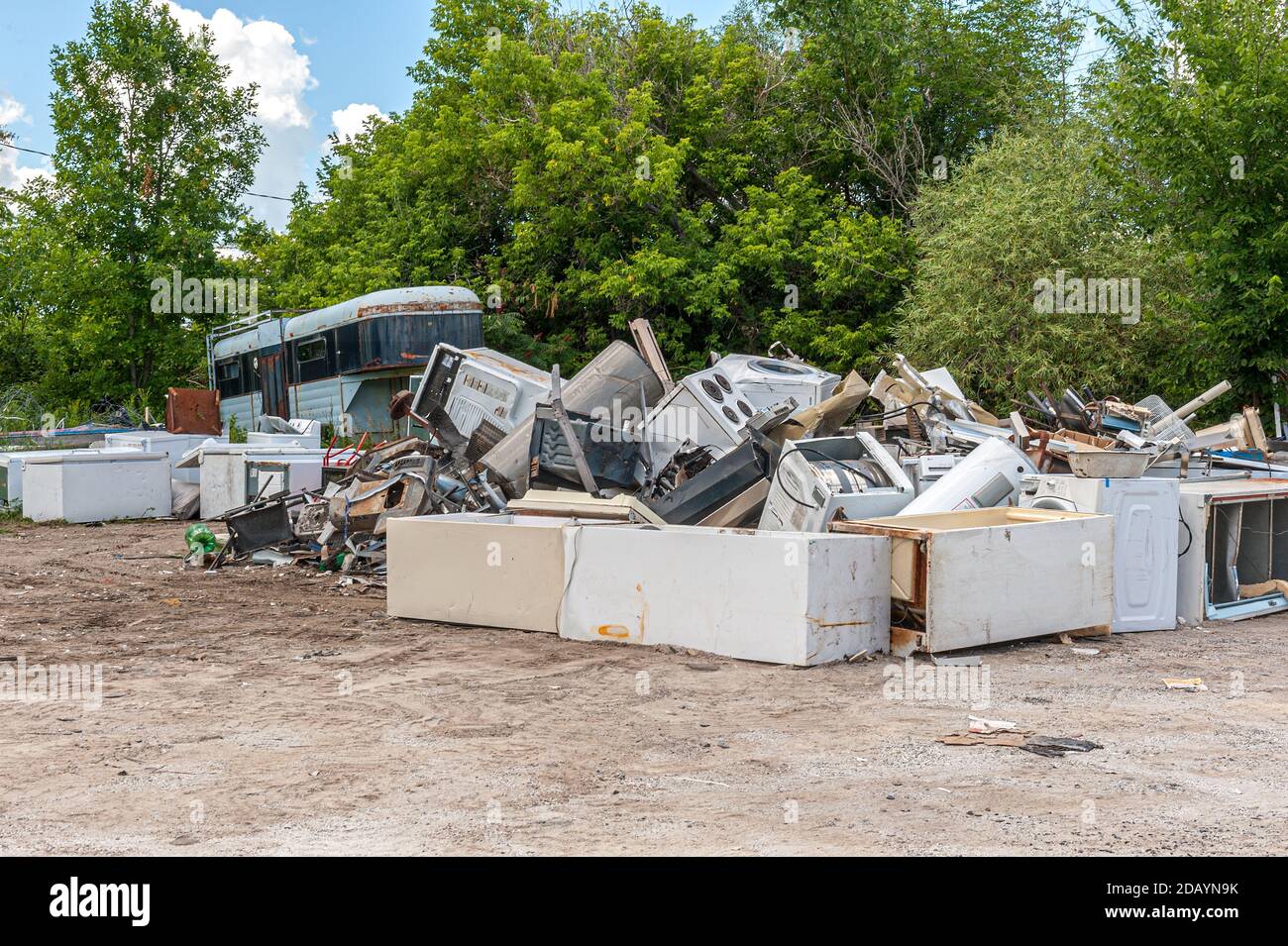Collection site for recycling materials Stock Photo - Alamy