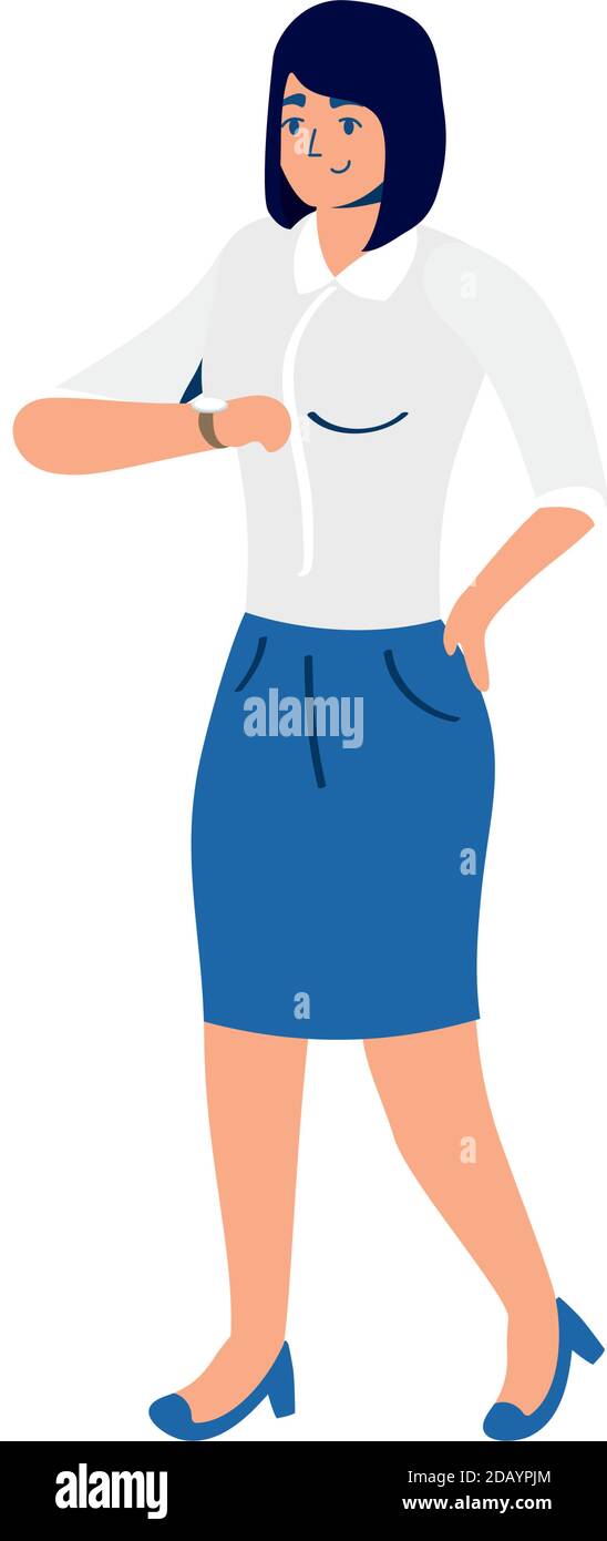 young woman using watch technology character vector illustration design ...