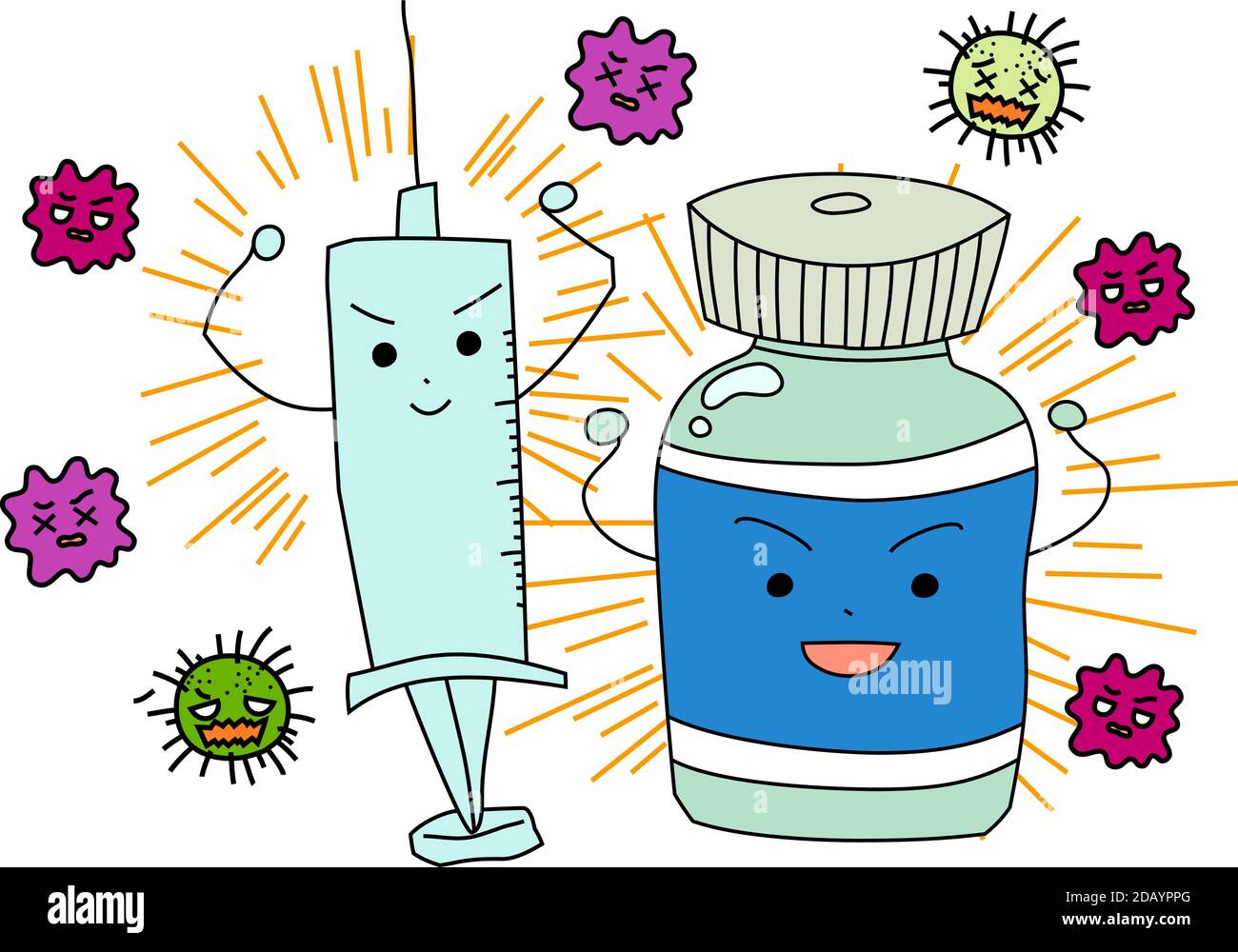 This is a illustration of cute virus preventive vaccine injection Stock ...