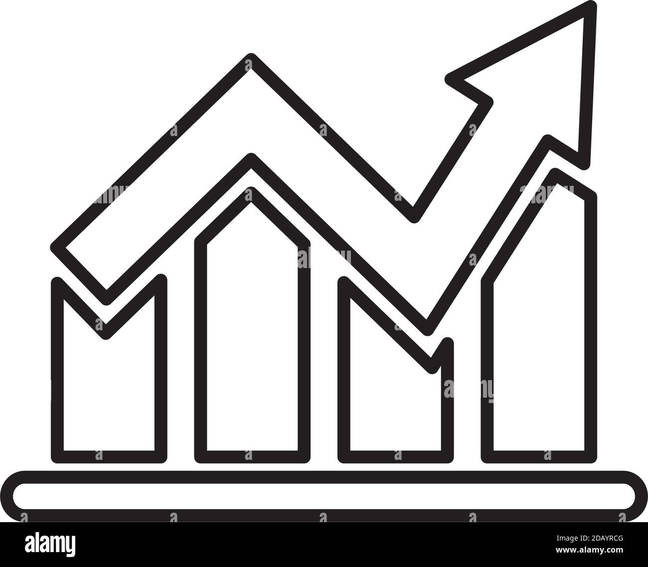 statistics bars with arrow line style icon vector illustration design ...