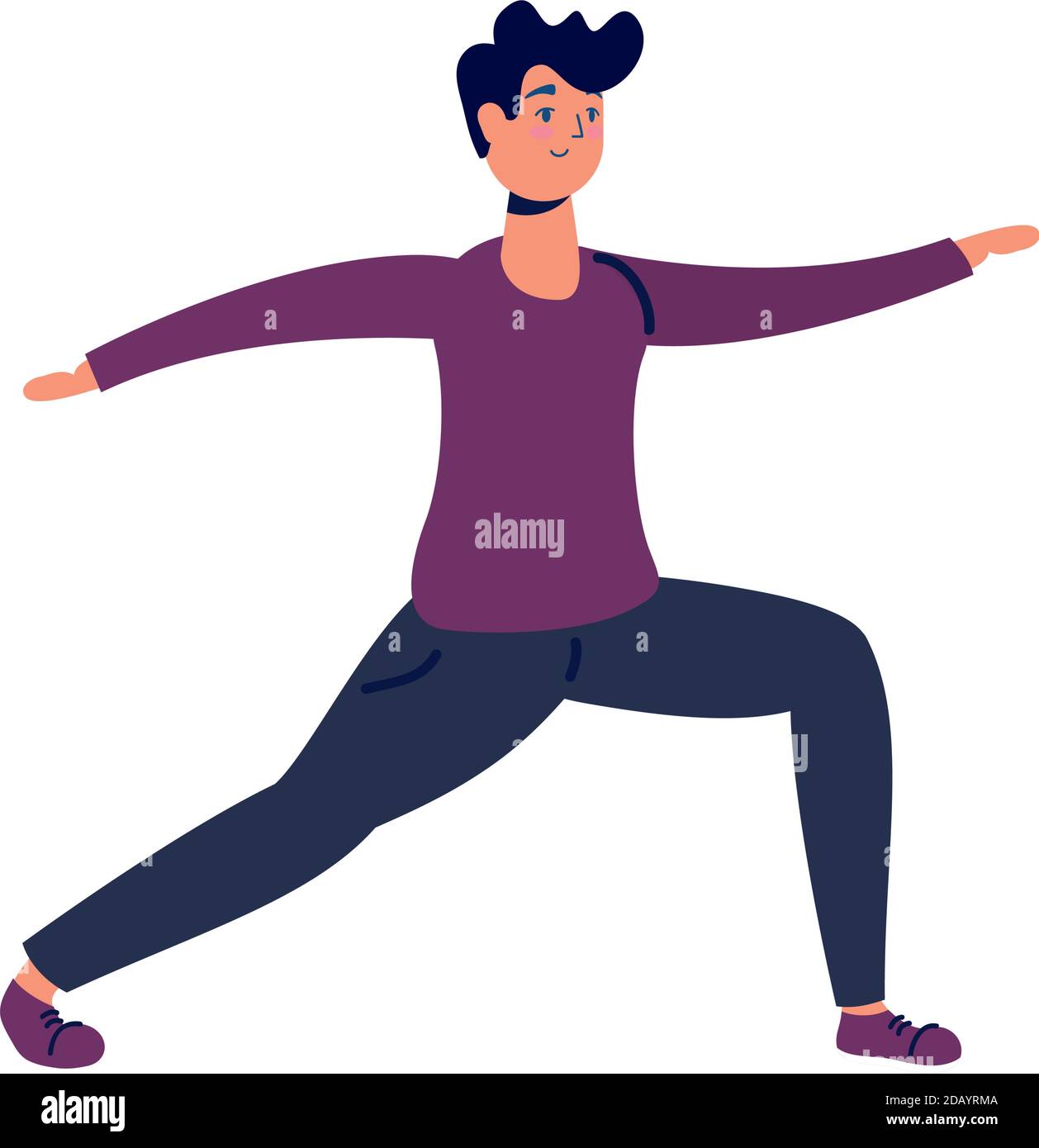 young man practicing exercise character vector illustration design ...