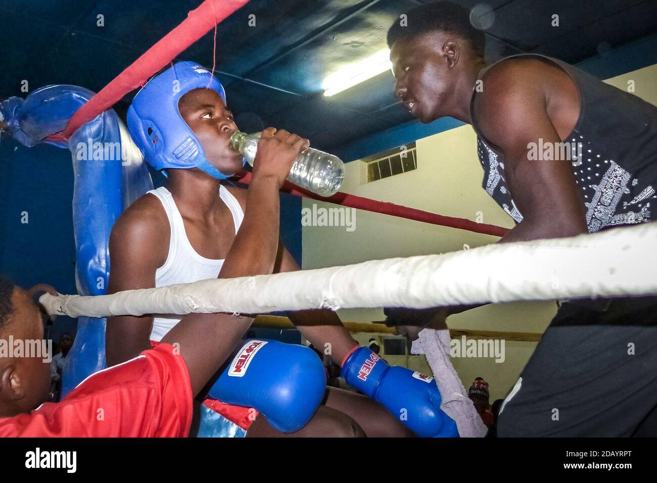 Obrian Shumba, of Gwanda High School, drinks water between rounds ...