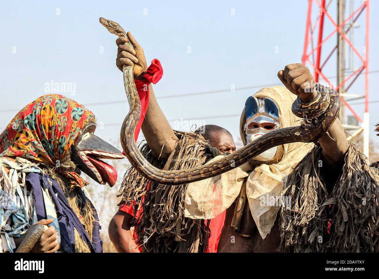 During the Pamodzi Carnival, a festival in Lusaka, Zambia, a Makishi ...