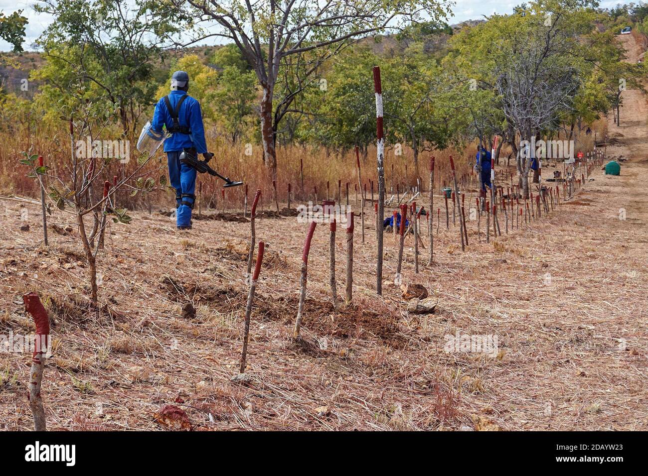 A worker with the HALO Trust, a demining organization operating in ...