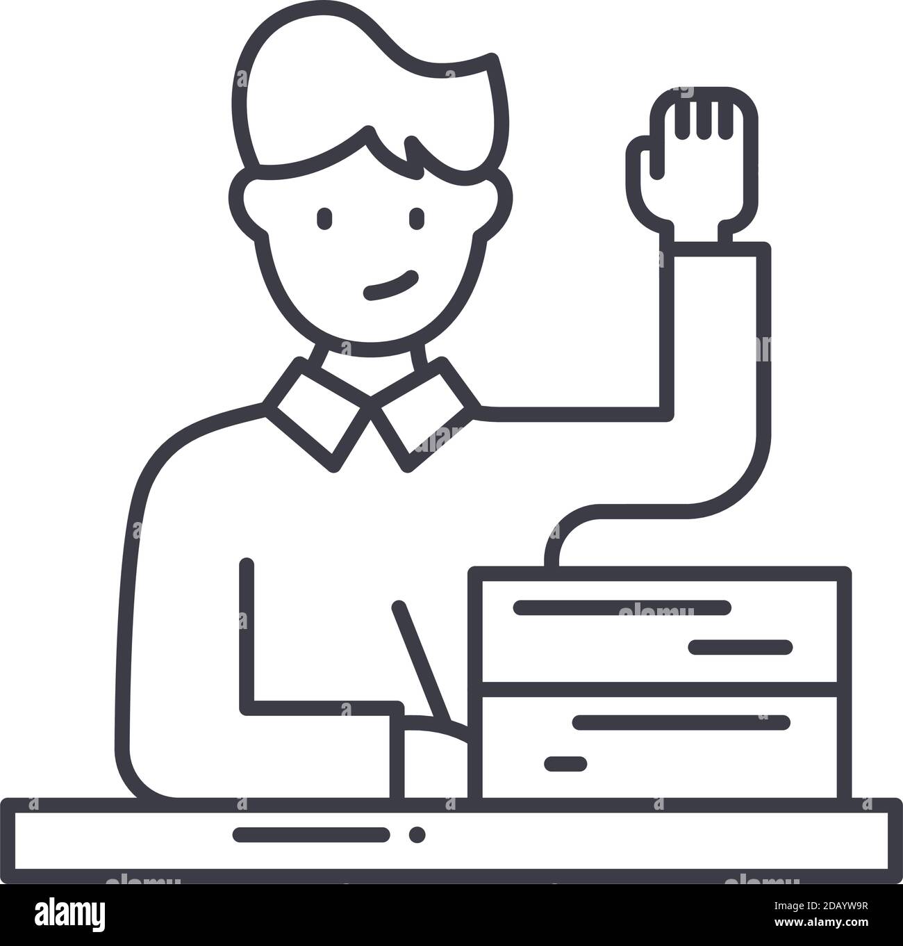Signing contract icon, linear isolated illustration, thin line vector ...