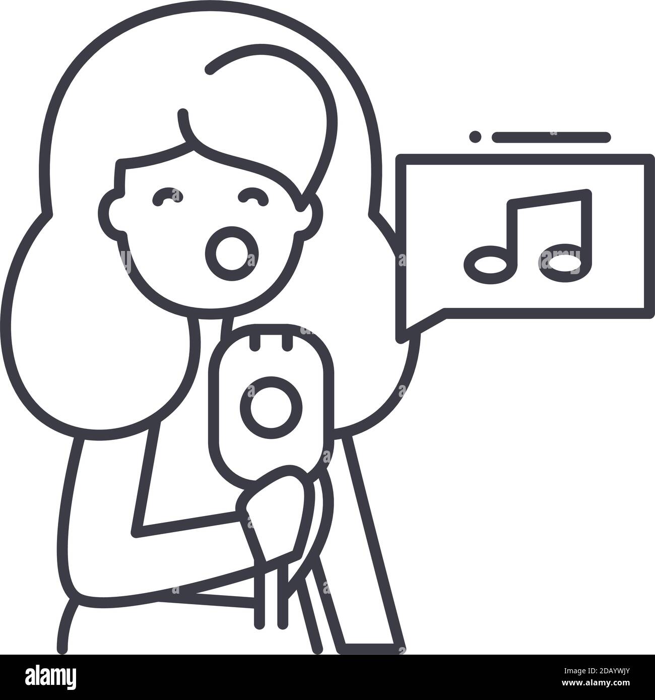 Singer in concert icon, linear isolated illustration, thin line vector ... Singer in concert icon, linear isolated illustration, thin line vector ...