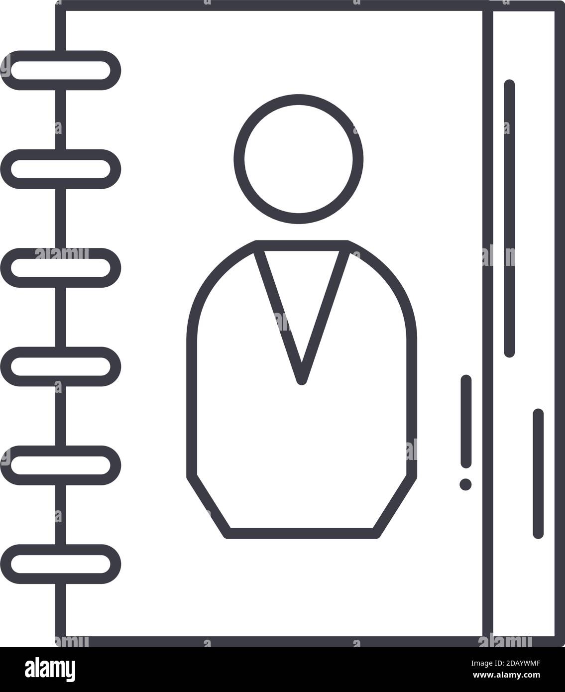 Signing contact icon, linear isolated illustration, thin line vector ...