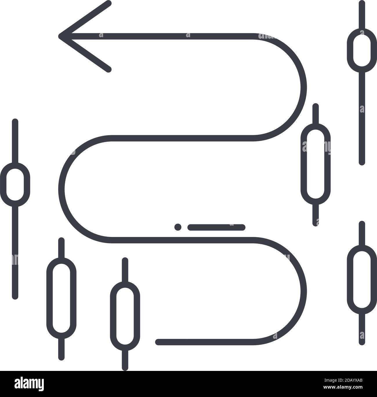 Sideways icon, linear isolated illustration, thin line vector, web design sign, outline concept ...