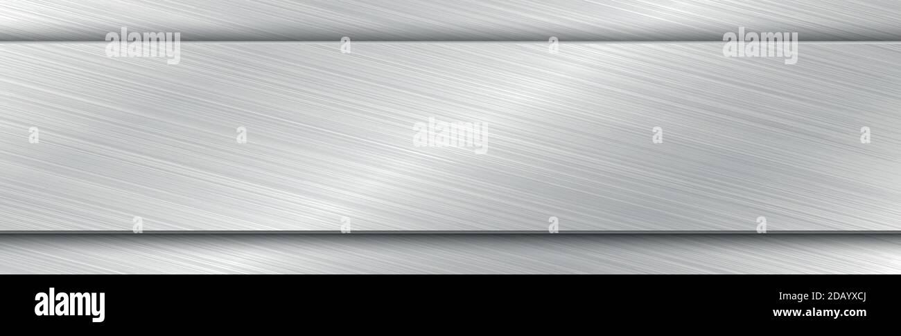 Texture panorama of silver metal with reflection - background Stock ...