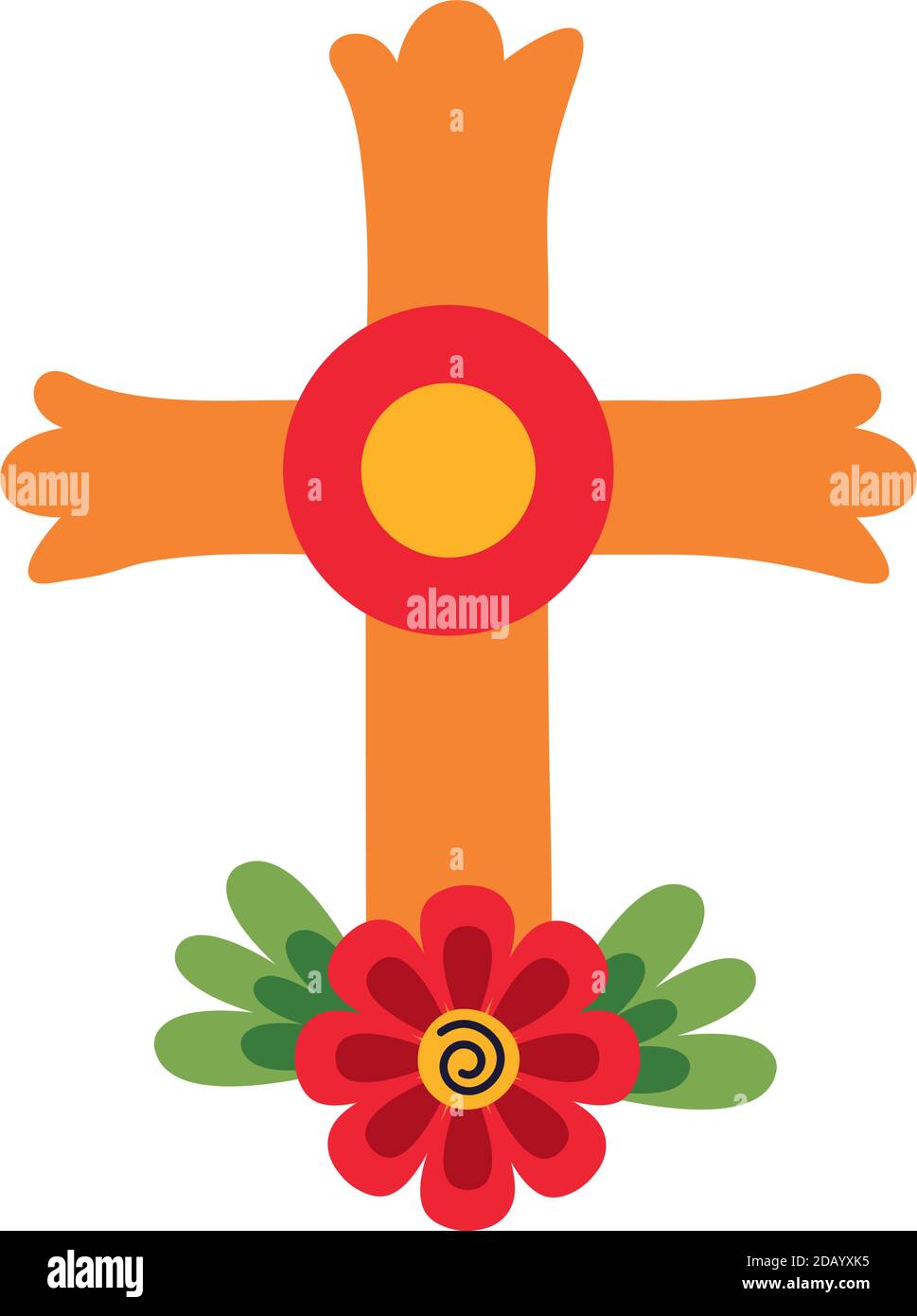 dia de los muertos celebration cross and flower vector illustration ...